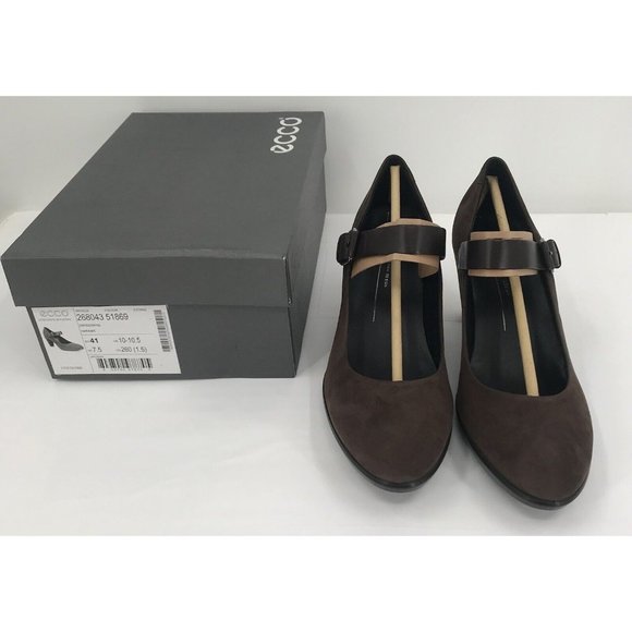 Ecco | Shoes | Ecco Shoes Womens 4 Shape 55 Plateau Mary Jane Pump Brown Suede Cone Heels | Poshmark